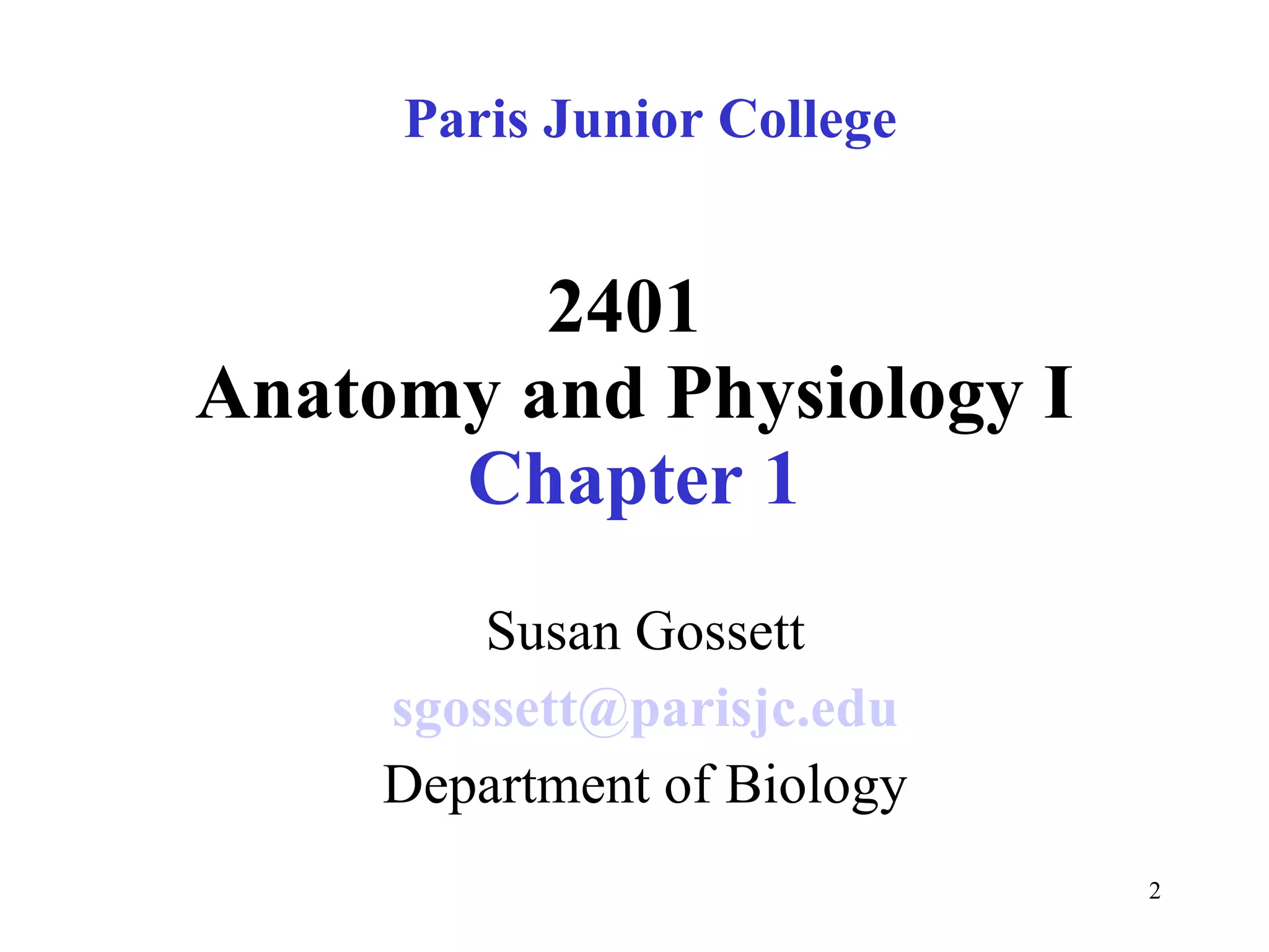 Chapter 1 Introduction to Human Anatomy and physiology | PPT