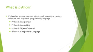 Introduction to Python Chapter 1-Introduction to Python.pptx Chapter 1-Introduction to Python ...