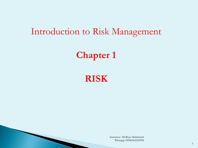 Chapter1 introduction to risk management | PPTX