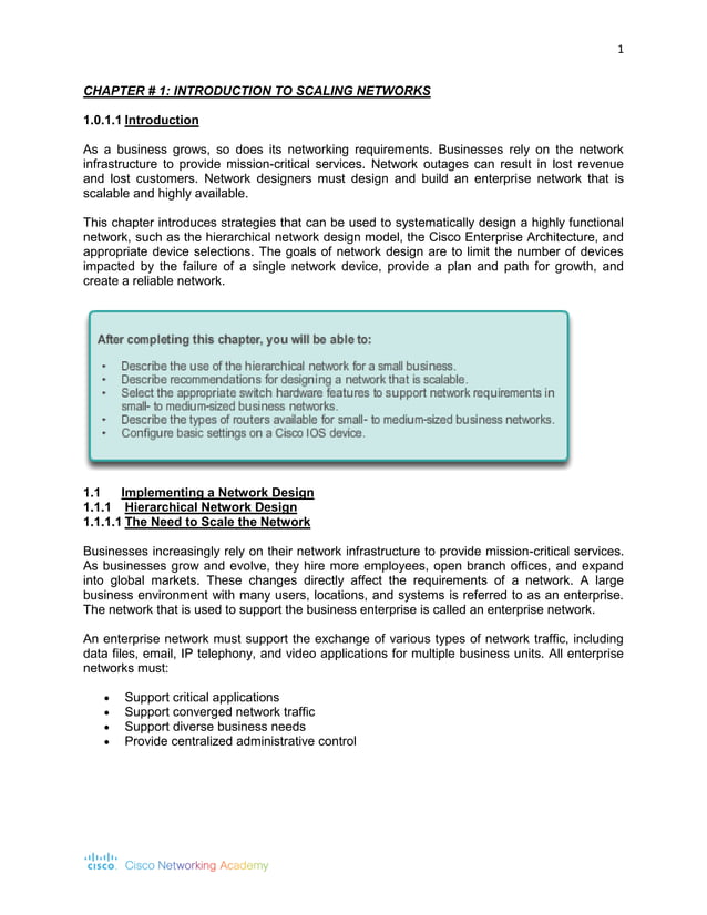 Chapter 1 introduction to scaling networks | PDF