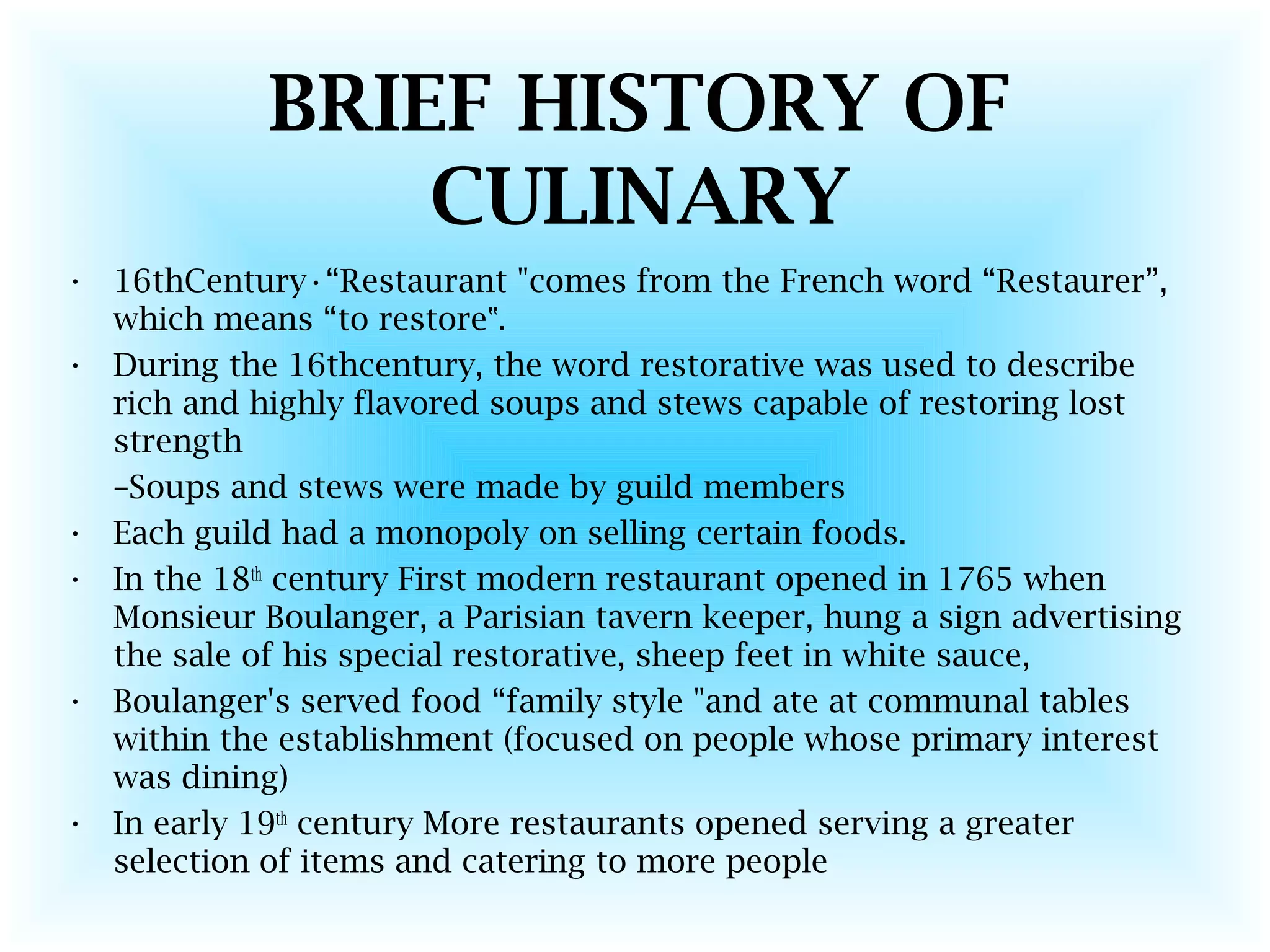 INTRODUCTION TO CULINARY | PPT
