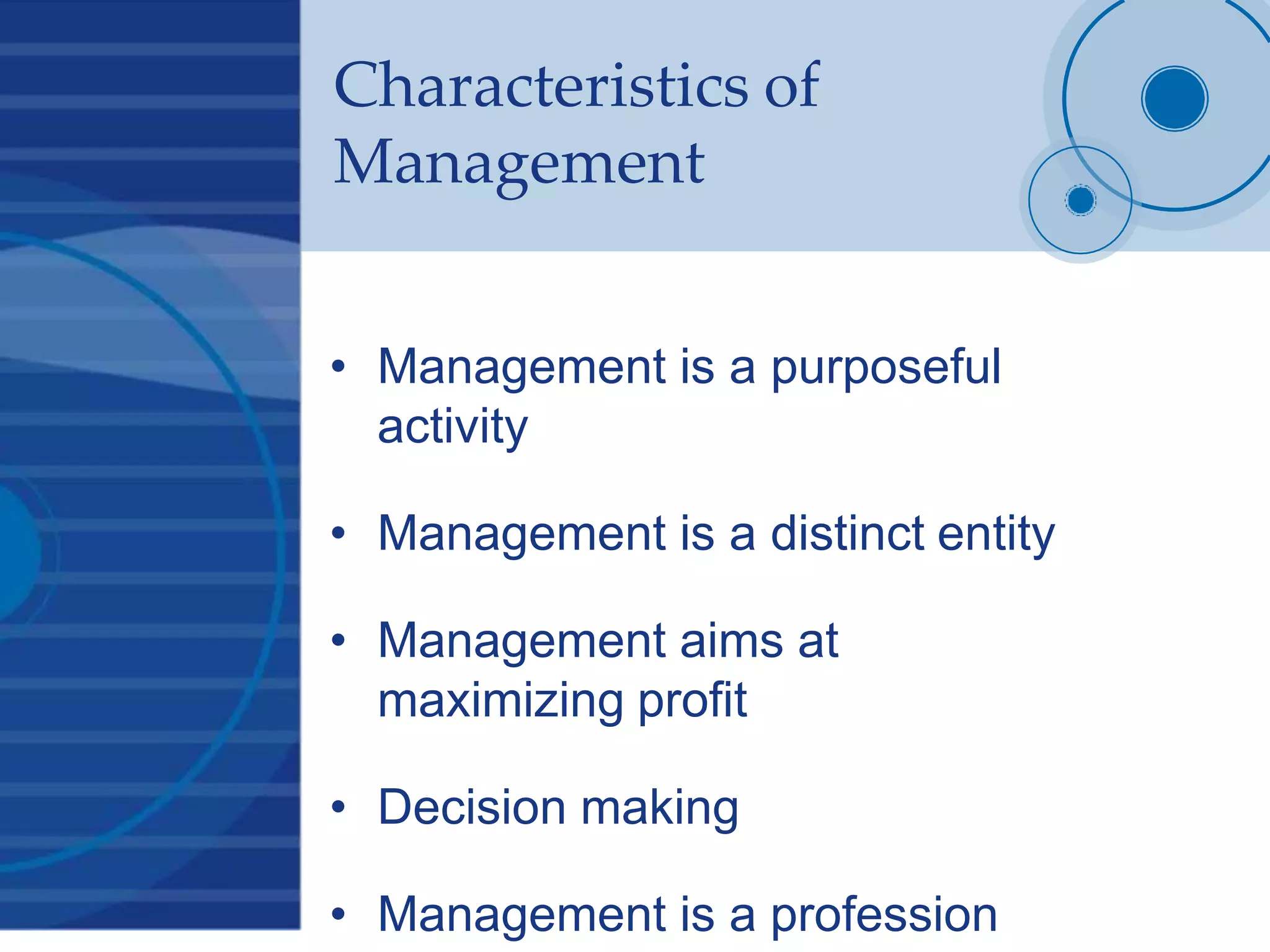 MANAGEMENT- DEFINITION, OBJECTIVES,CHARACTERISTICS AND FUNCTION | PPTX