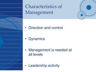 MANAGEMENT- DEFINITION, OBJECTIVES,CHARACTERISTICS AND FUNCTION | PPTX