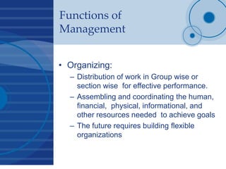 MANAGEMENT- DEFINITION, OBJECTIVES,CHARACTERISTICS AND FUNCTION | PPTX