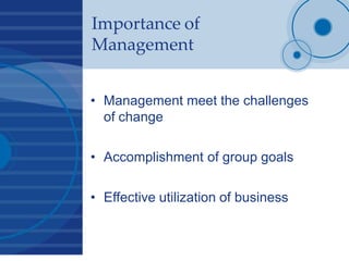 MANAGEMENT- DEFINITION, OBJECTIVES,CHARACTERISTICS AND FUNCTION | PPTX