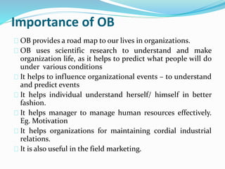 Chapter 1 Organizational Behaviour | PPTX