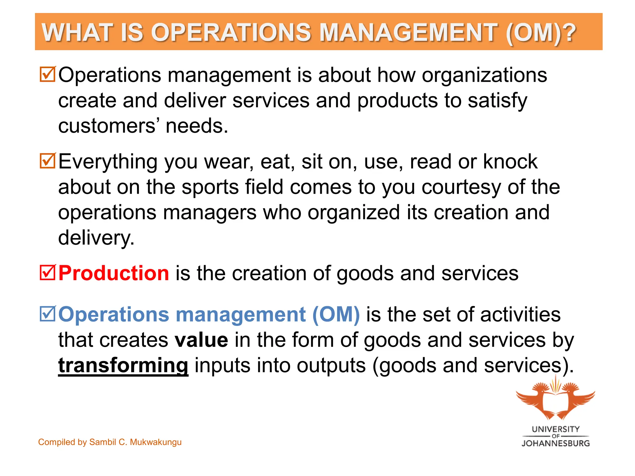 CHAPTER 1 - OPERATIONS MANAGEMENT FOR 1ST YEAR STUDENTS | PPTX