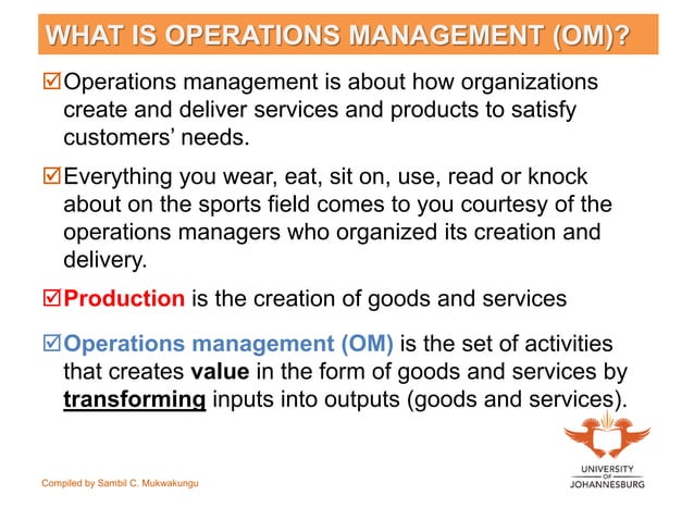CHAPTER 1 - OPERATIONS MANAGEMENT FOR 1ST YEAR STUDENTS | PPTX