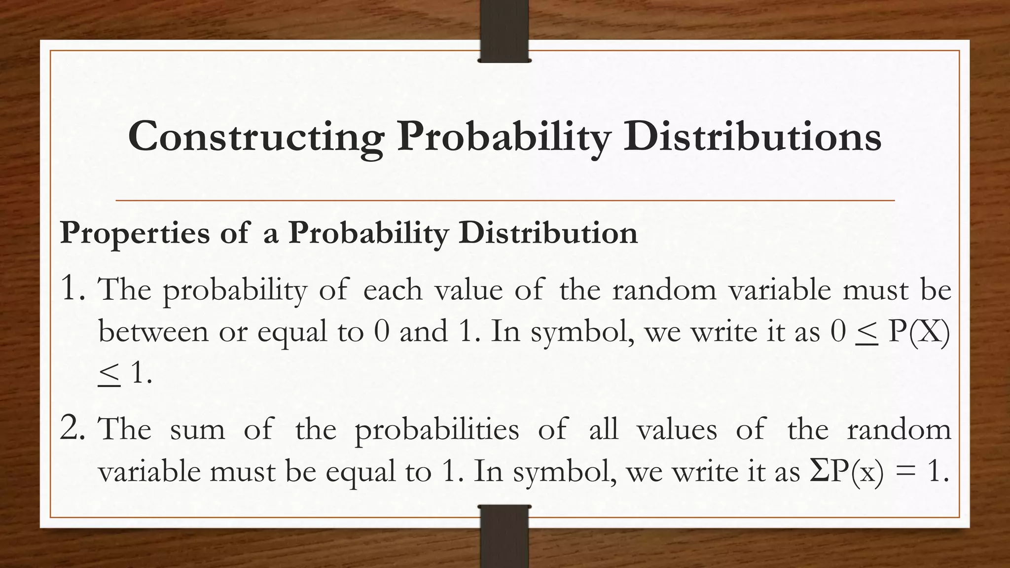 Chapter 1 random variables and probability distributions | PPTX
