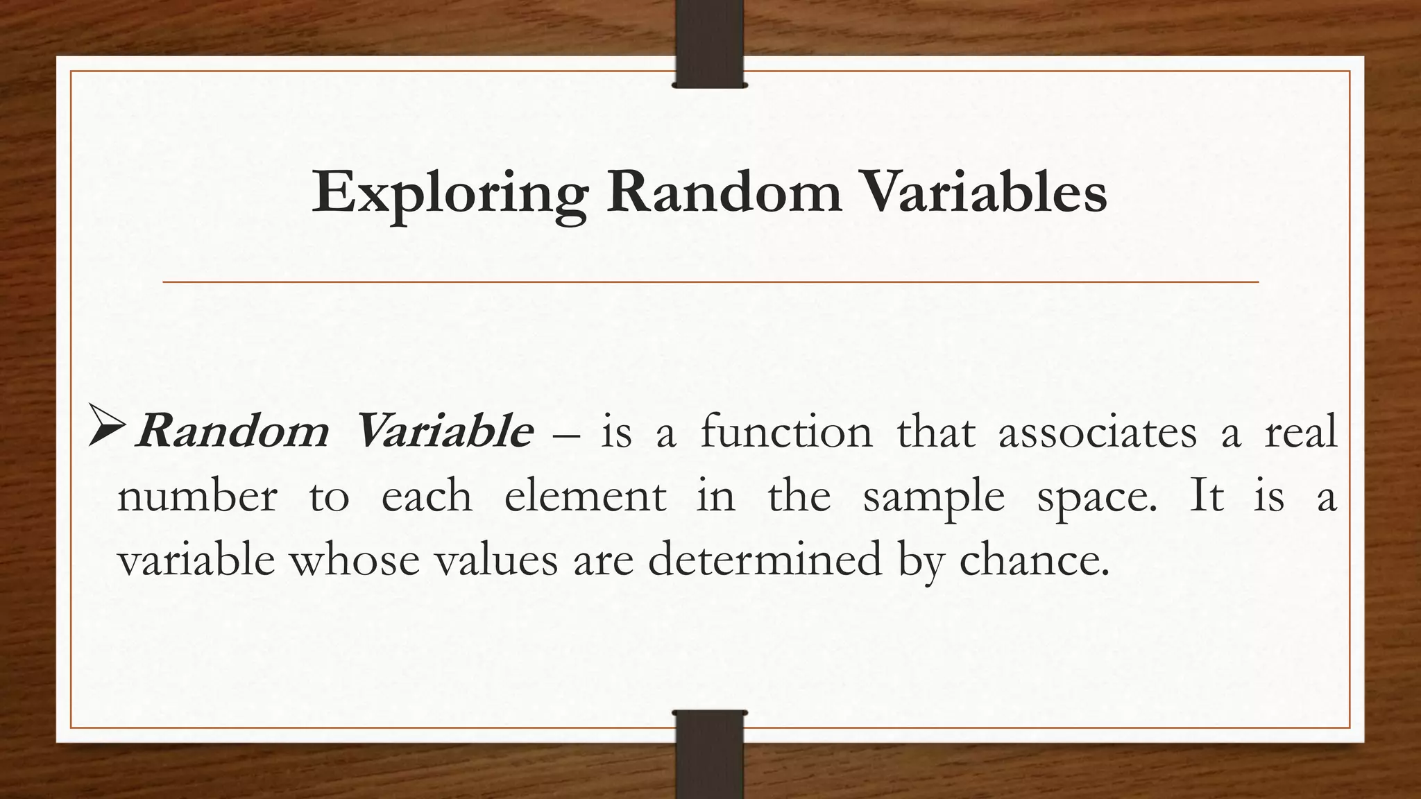 Chapter 1 random variables and probability distributions | PPTX