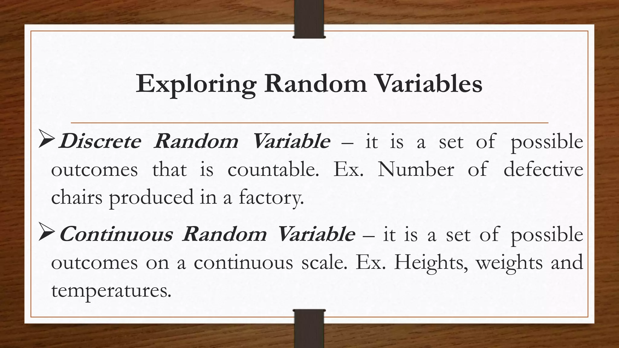 Chapter 1 random variables and probability distributions | PPTX