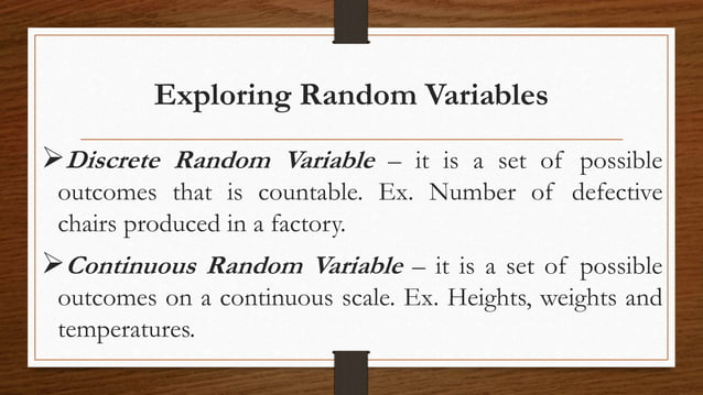 Chapter 1 random variables and probability distributions | PPTX