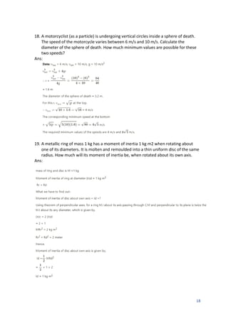 Chapter 1 - rotational dnamics excercises solution | PDF | Physics ...