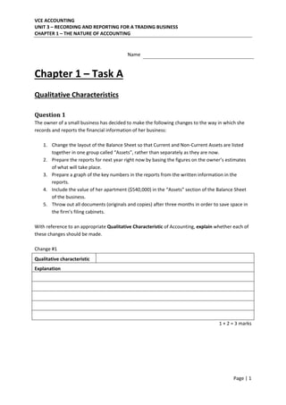 Chapter 1 - Accounting Theory Task A Solutions | PDF | Business Accounting & Finance | Business