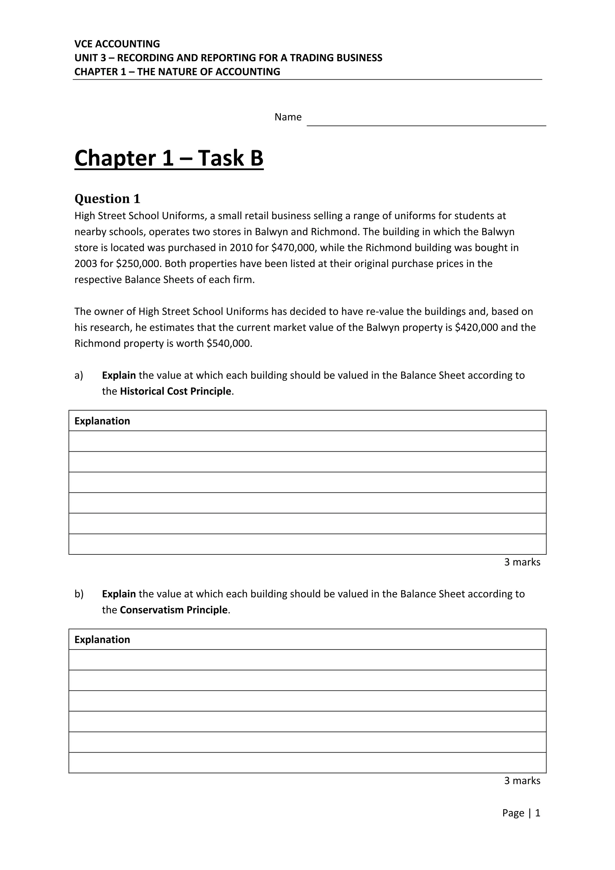 Chapter 1 - Accounting Theory Task B | PDF