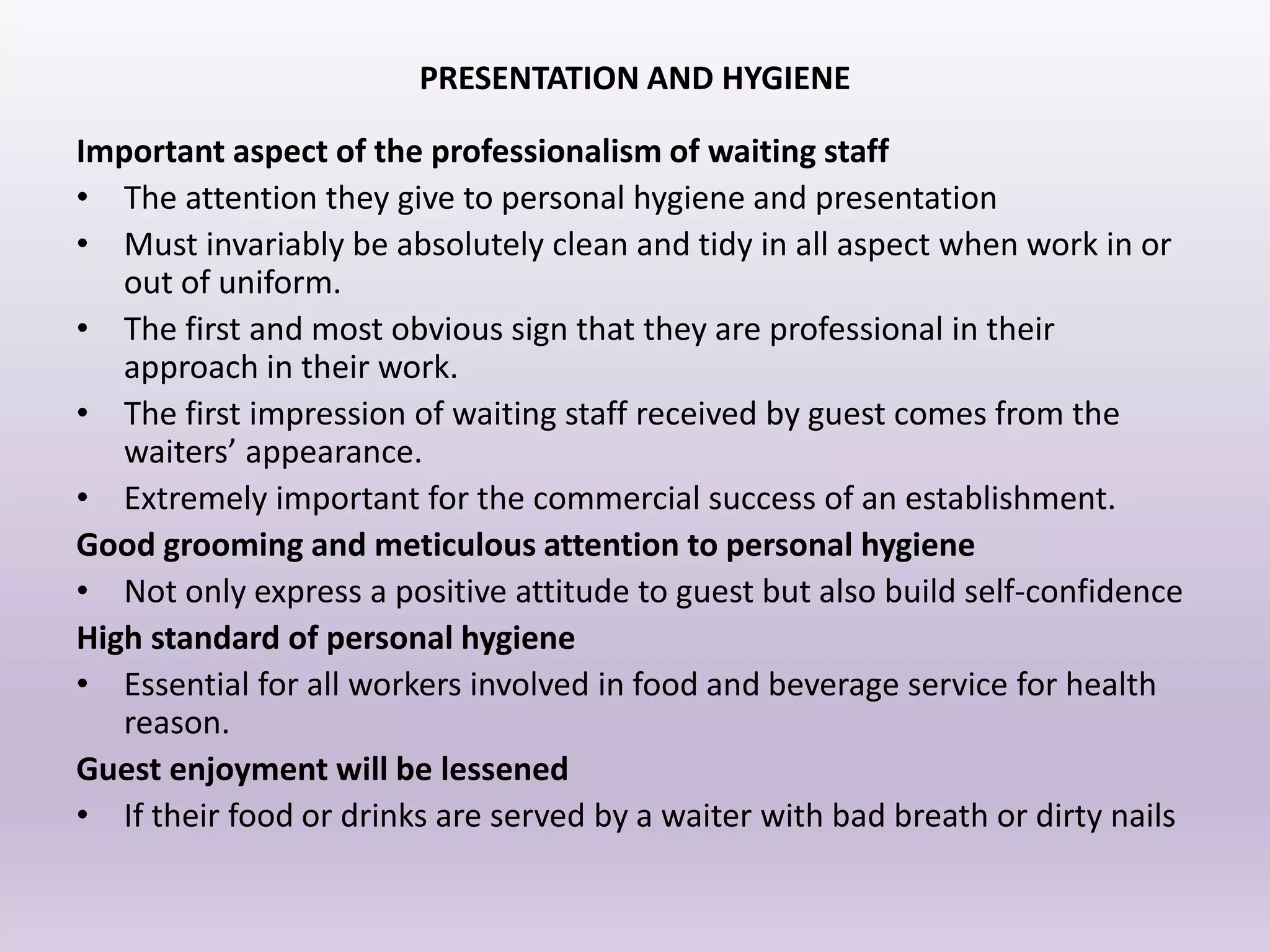 INTRODUCTION TO HOSPITALITY AND THE WAITER | PPTX