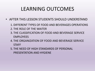 INTRODUCTION TO HOSPITALITY AND THE WAITER | PPTX