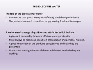 INTRODUCTION TO HOSPITALITY AND THE WAITER | PPTX