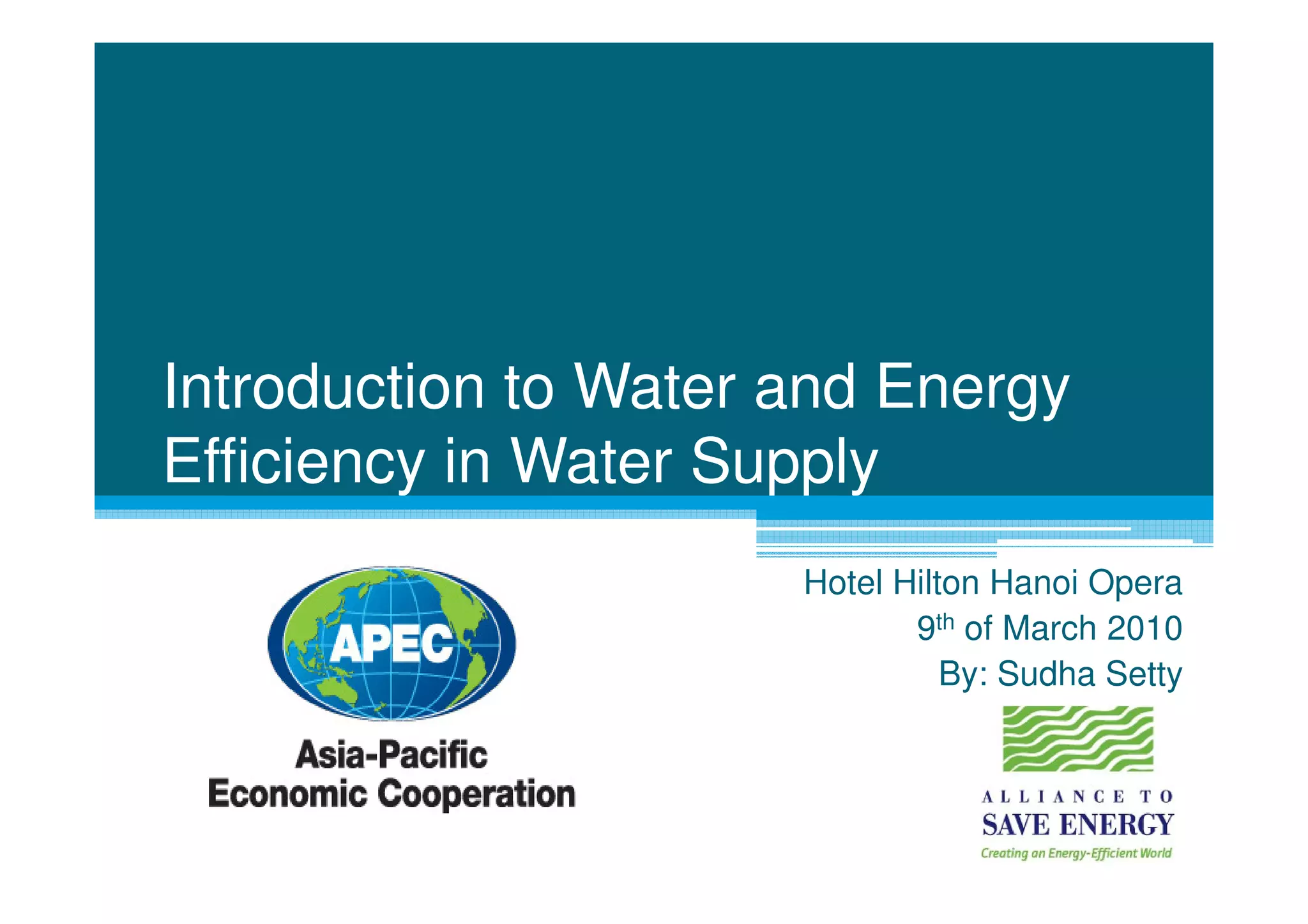 1: Introduction to Water and Energy Efficiency in Water Supply | PDF