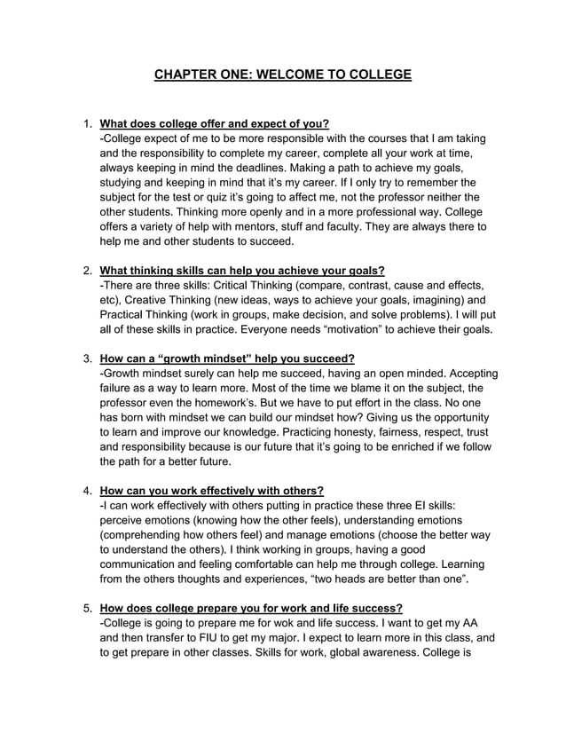 Chapter One: Welcome To College | PDF | College Planning | College ...