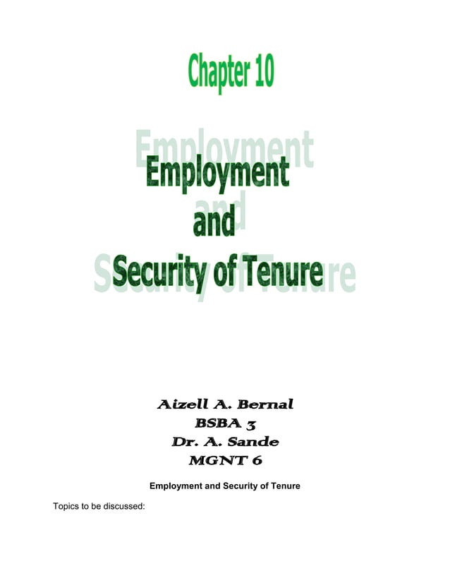 Chapter 10 - Employment ans Security of Tenure | DOCX