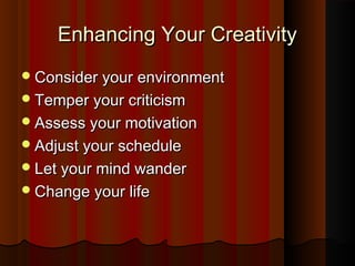 Chapter 10: A Creative Life | PPT