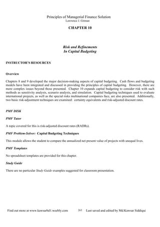 Chapter 10: Risk and Refinements In Capital Budgeting | PDF