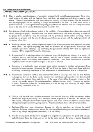Chapter 10: Risk and Refinements In Capital Budgeting | PDF