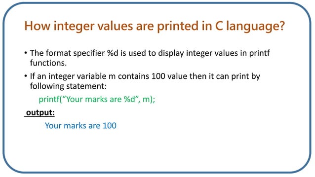 Input And Output In C Language Pptx Programming Languages Computing