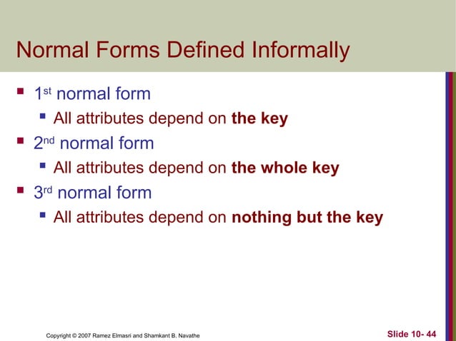 Chapter10in normalization for Data base management system .ppt