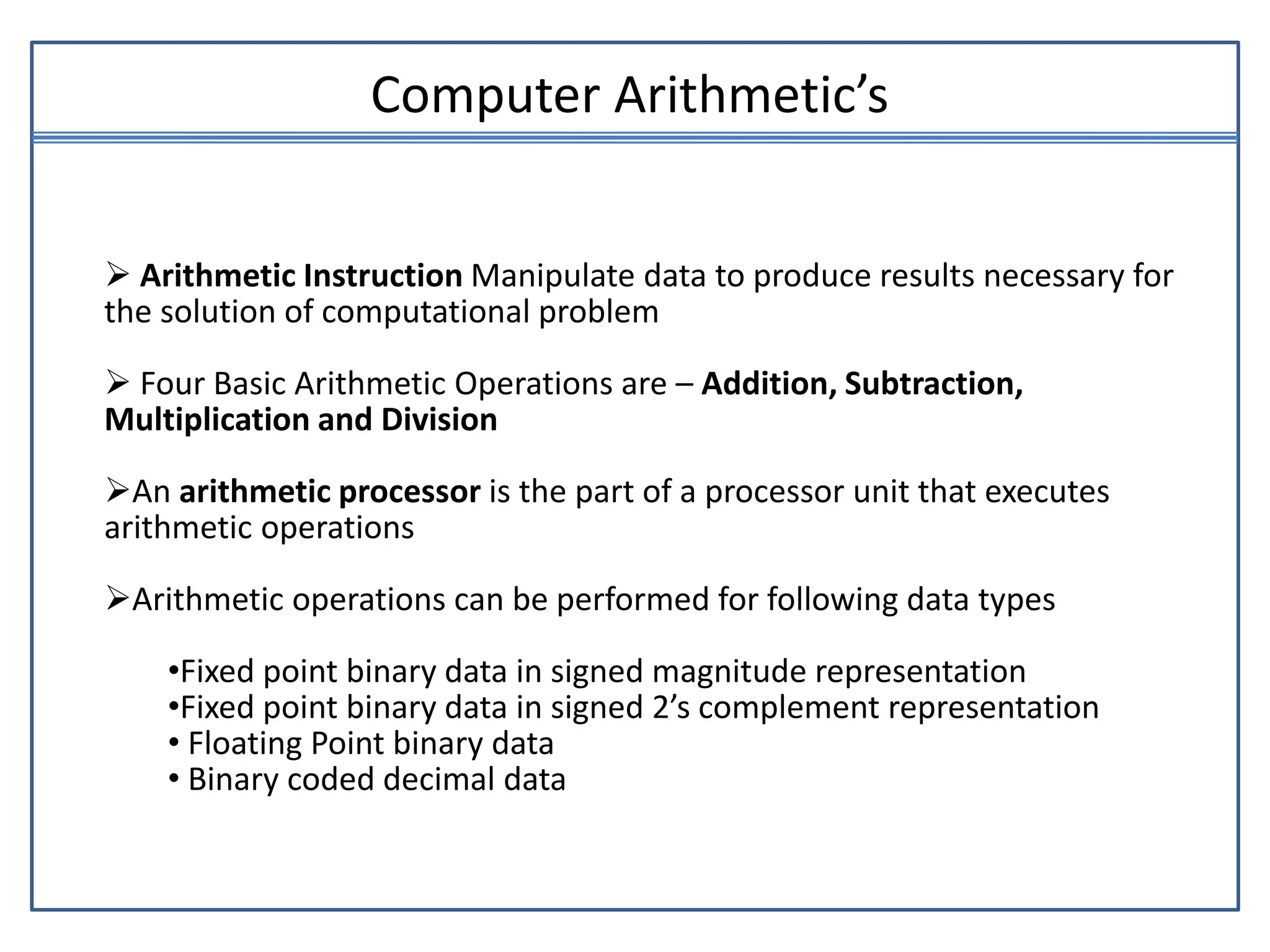 computer arithmatic | PPT