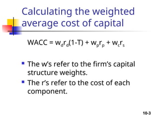 Chapter 10-costofcapital.ppt from the book ross westerfield | PPT