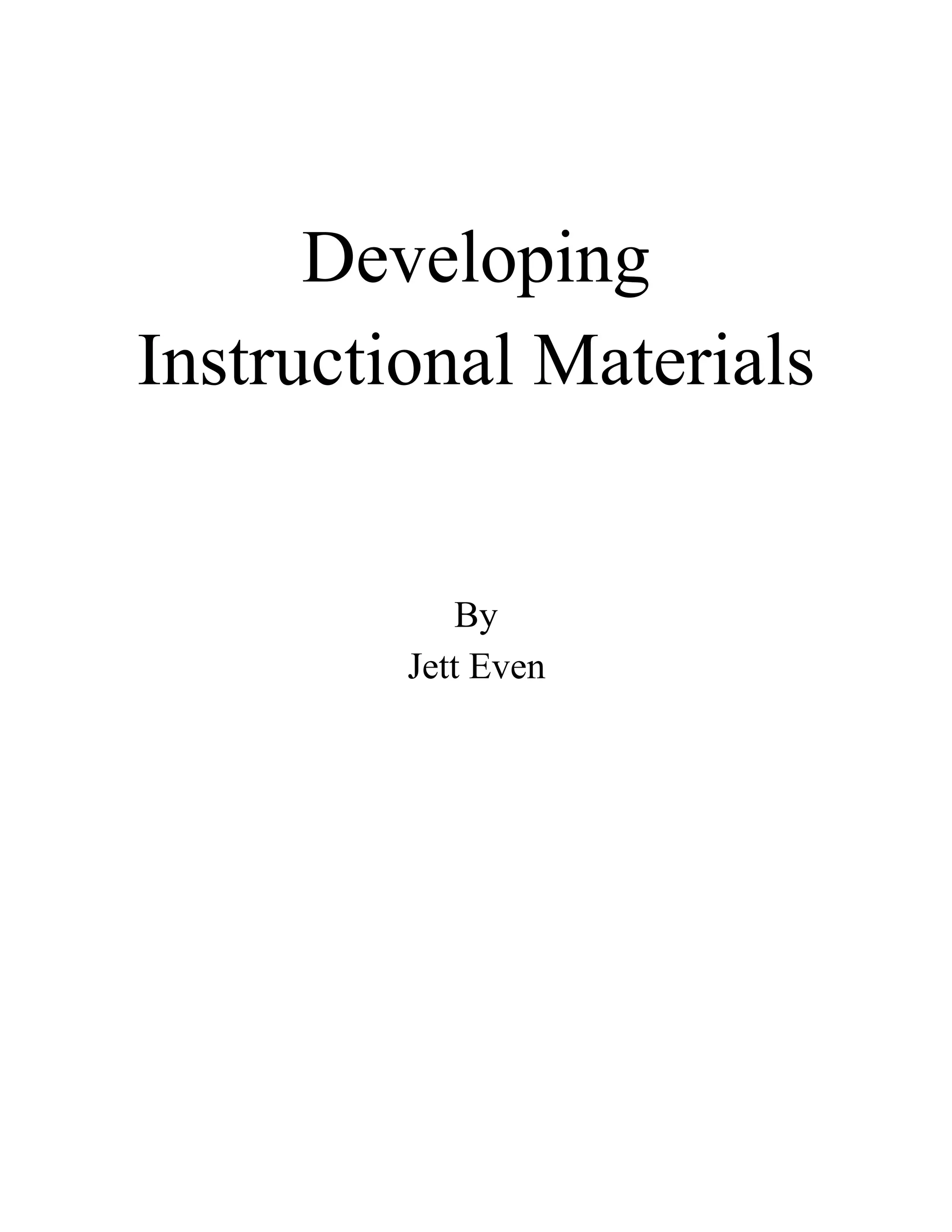 Chapter 10 - Developing Instructional Materials | PDF