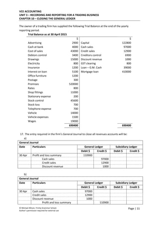 Chapter 10 Closing the General Ledger – Test | PDF