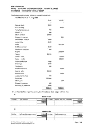 Chapter 10 Closing the General Ledger – Test | PDF