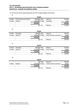 Chapter 10 Closing the General Ledger – Test | PDF