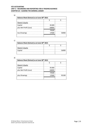 Chapter 10 Closing the General Ledger – Test | PDF