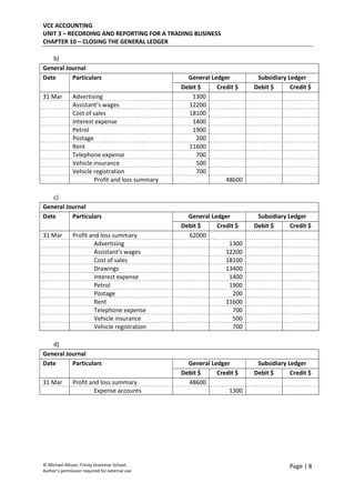 Chapter 10 Closing the General Ledger – Test | PDF