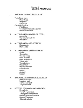 dental anomalies | PDF