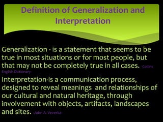 Chapter 10 generalization and Interpretation of Results BY; RAFAEL ...