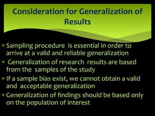 Chapter 10 generalization and Interpretation of Results BY; RAFAEL ...