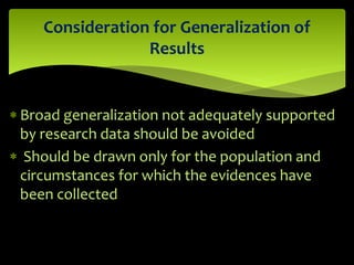 Chapter 10 generalization and Interpretation of Results BY; RAFAEL ...
