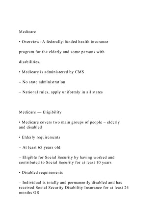 Chapter 10 Government Health Insurance Programs .docx | Health ...