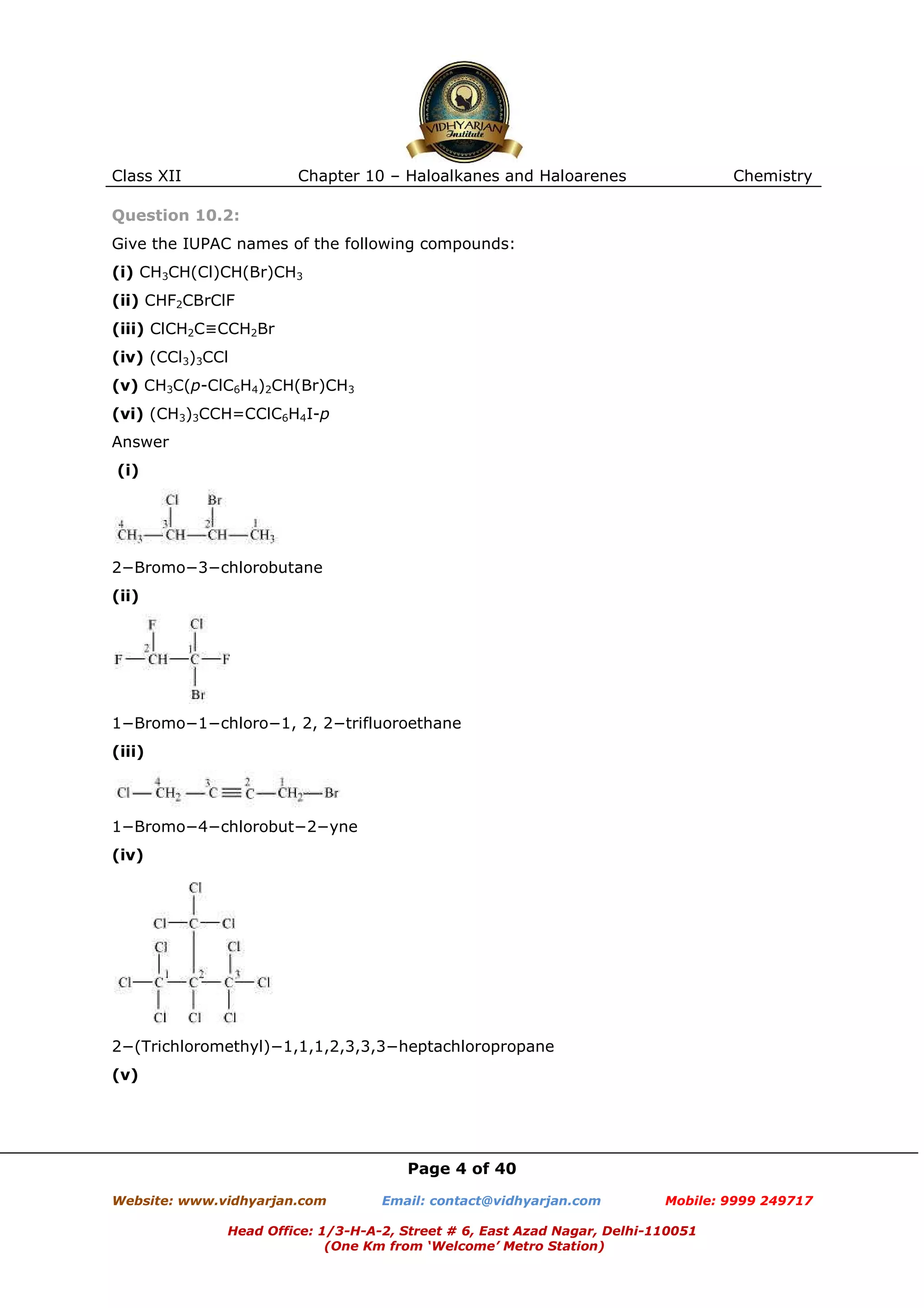 Chapter 10 haloalkanes and haloarenes | PDF