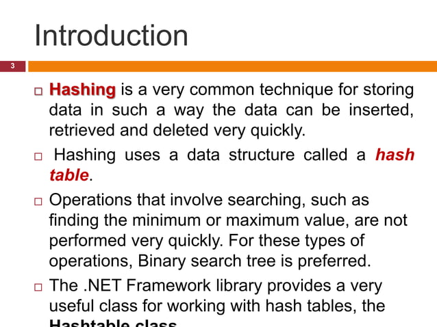 Chapter 10: hashing data structure Chapter 10: hashing data structure