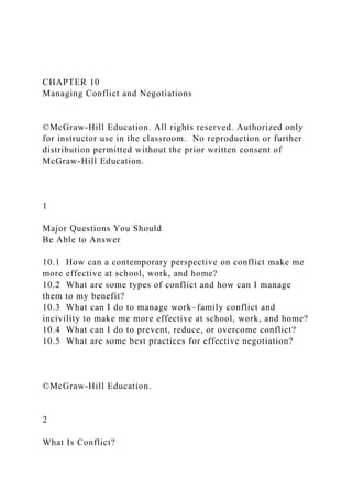 CHAPTER 10Managing Conflict and Negotiations©McGraw-Hill.docx