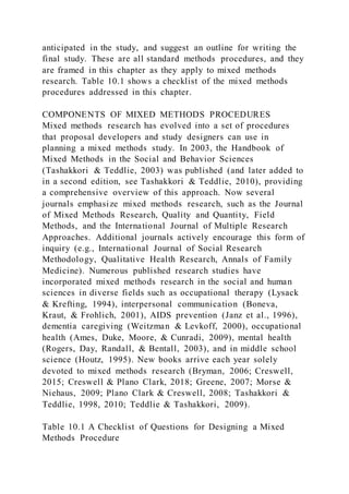 CHAPTER 10 MIXED METHODS PROCEDURESHow would you write a mixed m | PDF