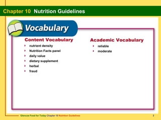 Chapter10 Nutrition Guidelines | PPT