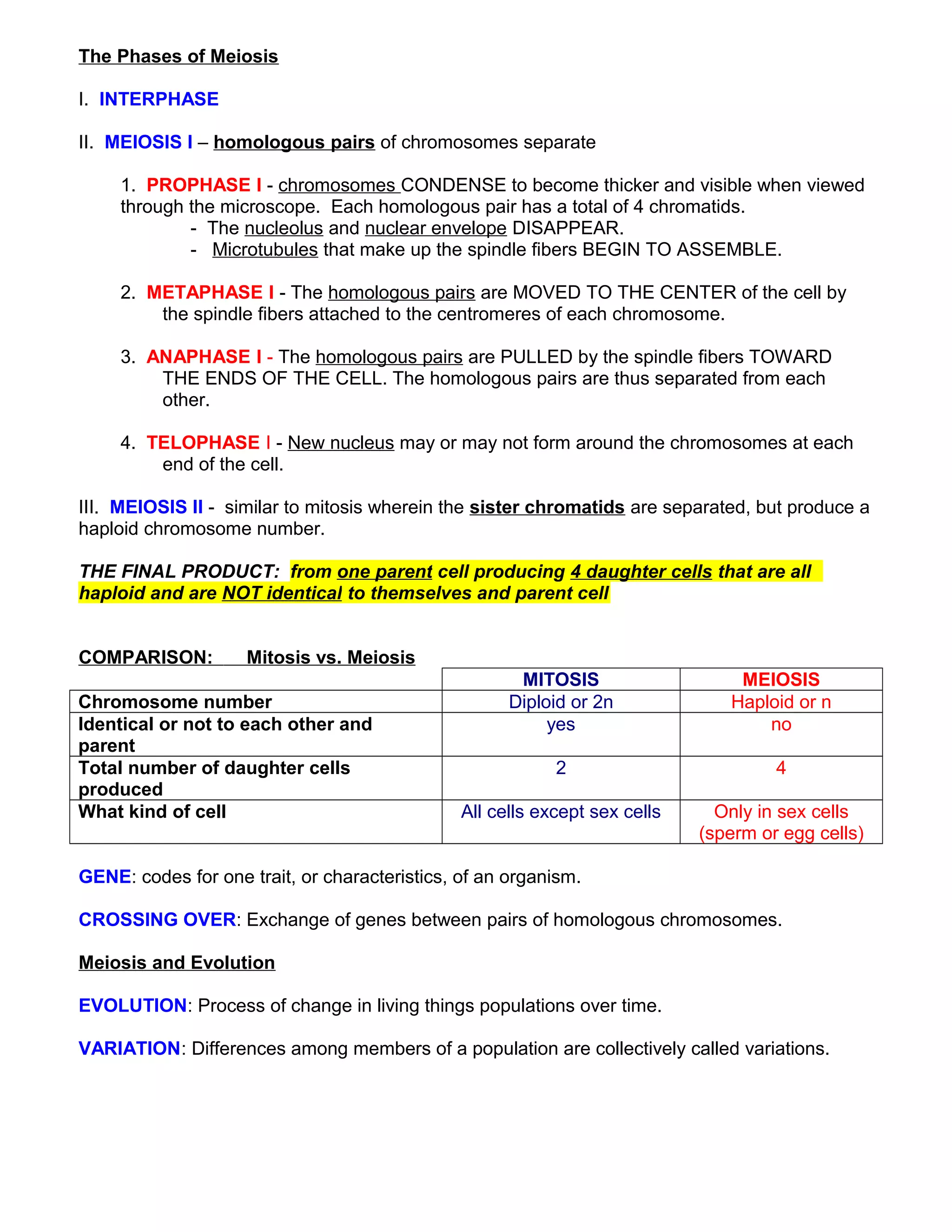 Cell Division Notes | DOC