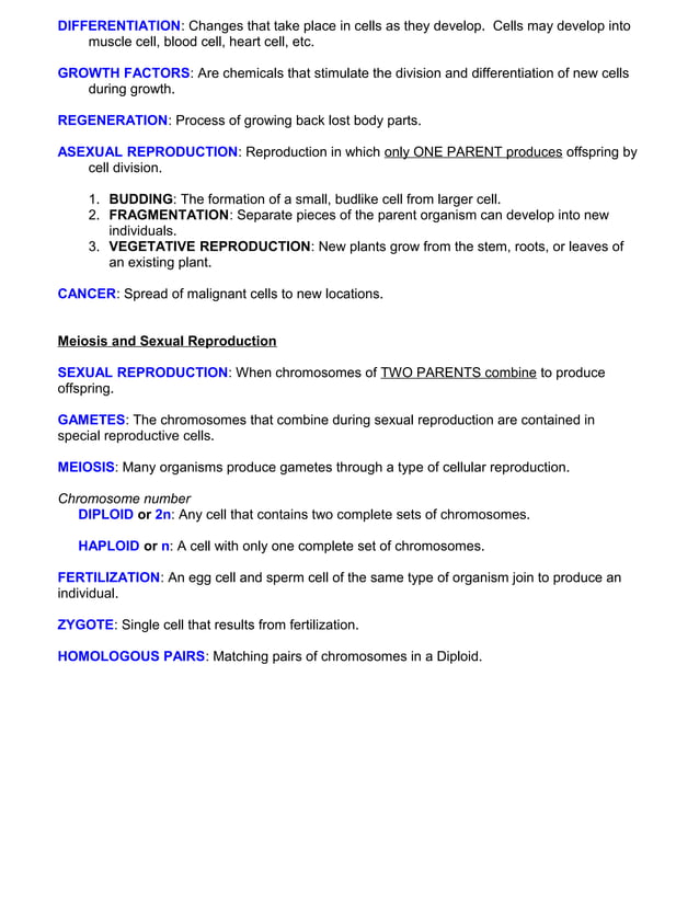 Cell Division Notes | PDF